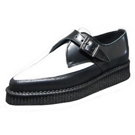 Pointed toe creepers in black and white leather – Nevermind