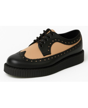 Creepers suela simple cuero negro y beige