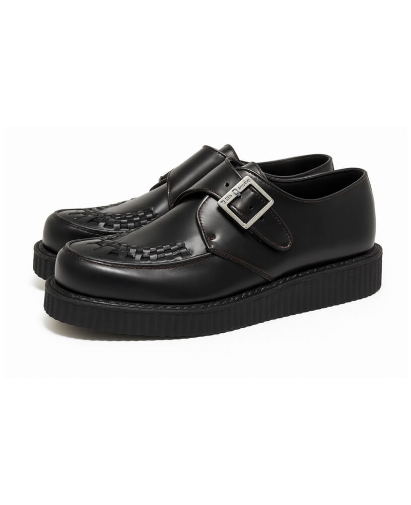 Nevermind Creeper in Black Leather with Buckle – Tonal Weave – 3 cm ...
